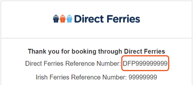 Where can I find the booking reference? – Direct Ferries