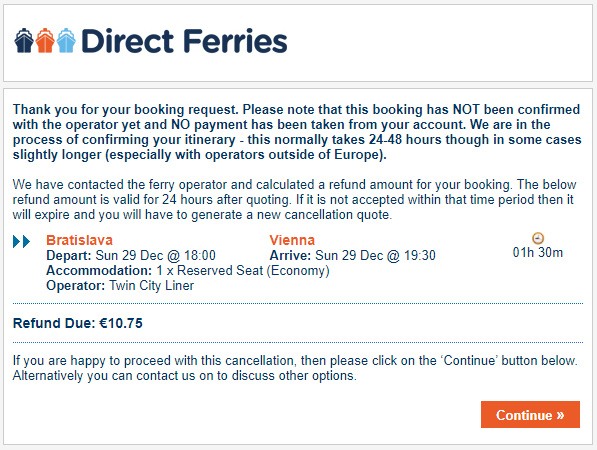How to cancel your booking through My Account – Direct Ferries