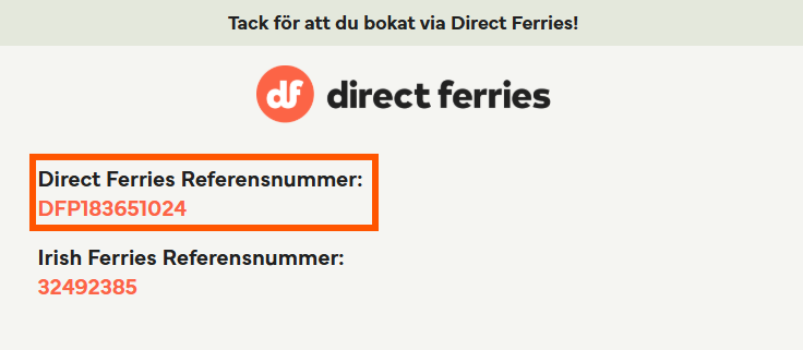 Var hittar jag bokningsreferensen? – Direct Ferries